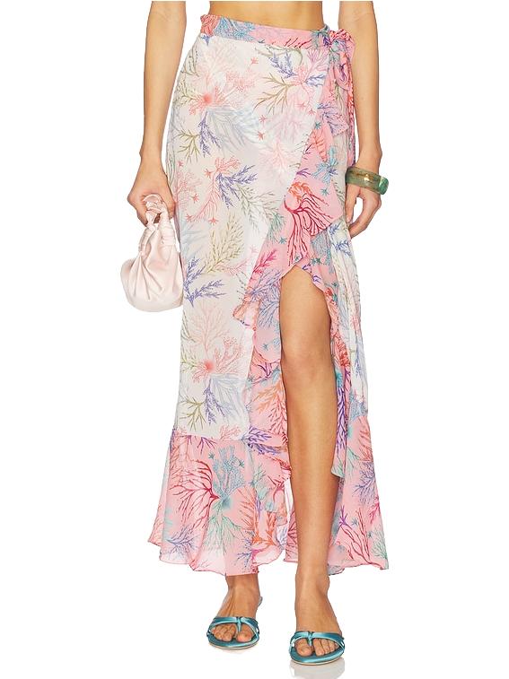 PATBO PatBO Seaweed Print Ruffle Maxi Skirt